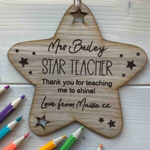 Personalised Thank You Teacher Gift, End of Term Star Teacher Sign ...