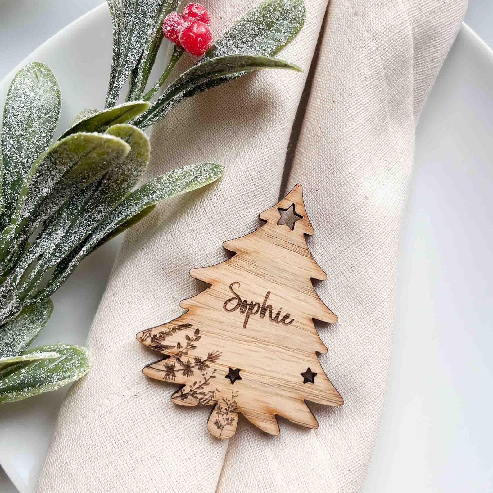 Christmas Place Name, Personalised Xmas Tree Table Setting, Custom ...
