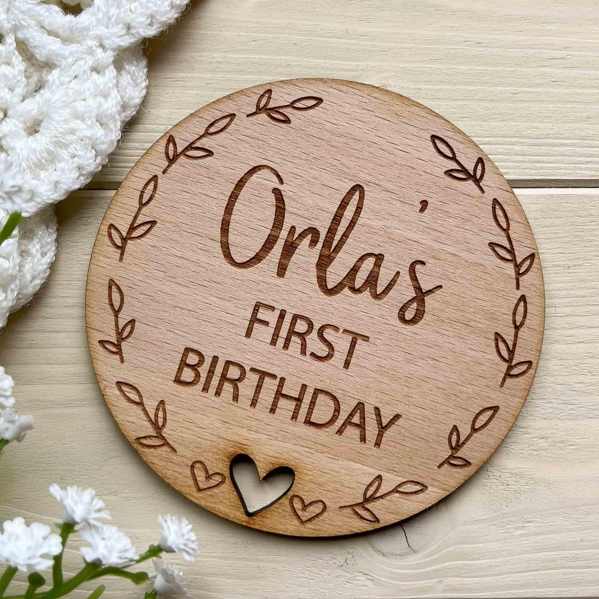 Personalised Baby's First Birthday Sign, Social Media Photo Prop Disc ...