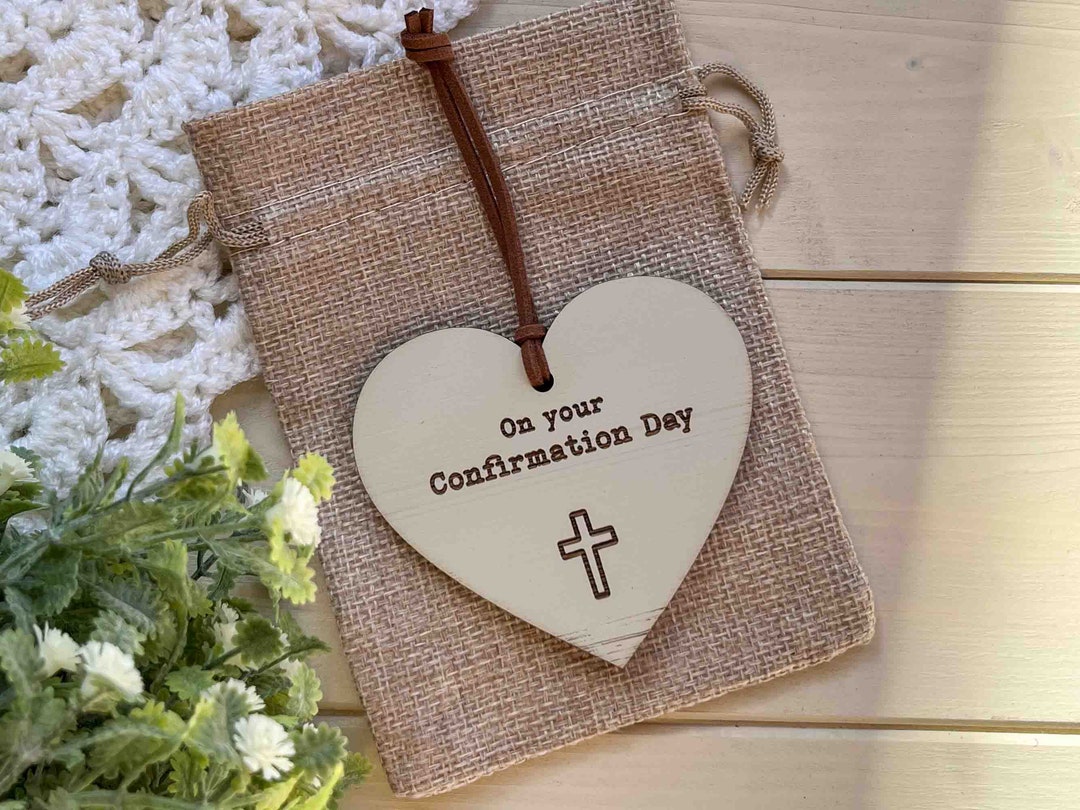 Confirmation Gift Tag, Wooden Engraved Confirmation Day Heart Sign ...