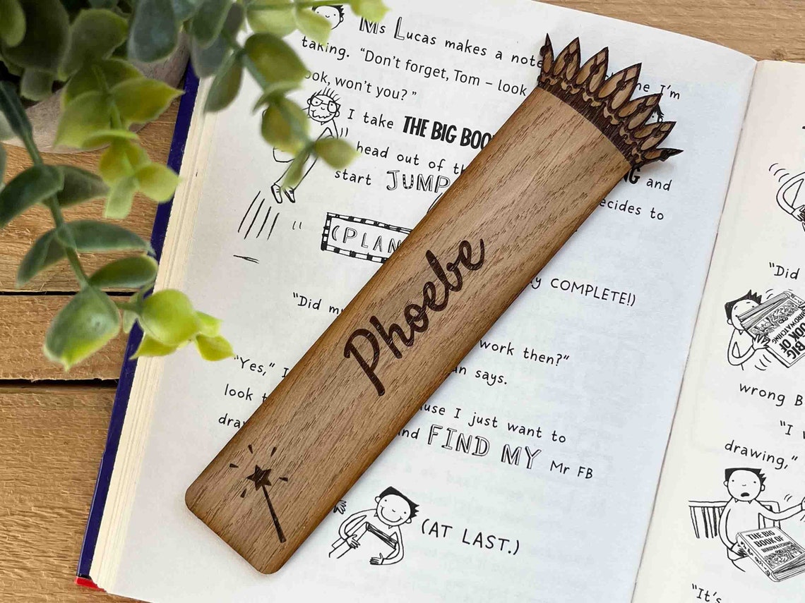 Children’s Personalised Princess Crown Bookmark, Girls Boys Wooden ...