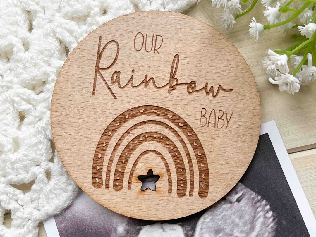 Pregnancy Announcement Rainbow Baby Sign, Pregnancy Reveal Plaque ...