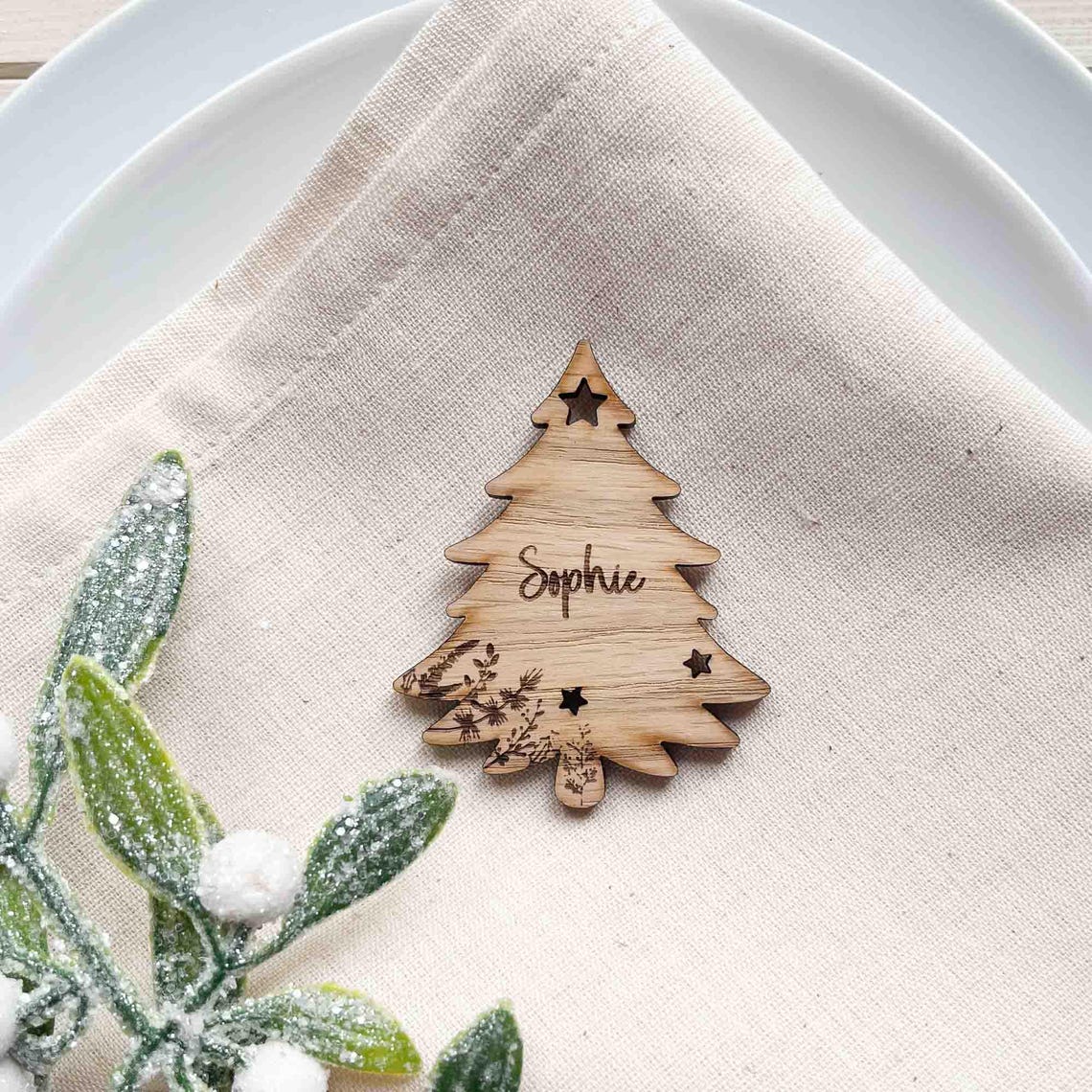 Christmas Place Name, Personalised Xmas Tree Table Setting, Custom ...