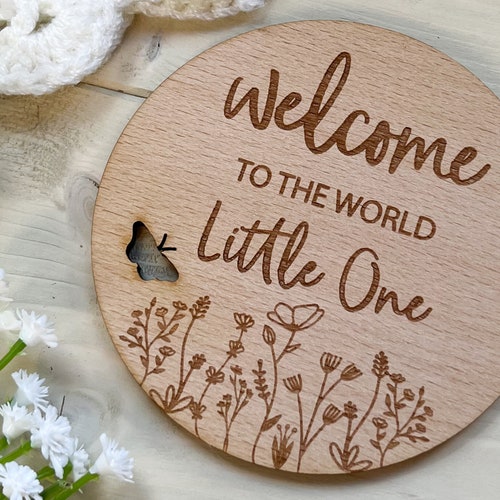 Hello Baby Welcome to the World baby Announcement Plaque - Etsy