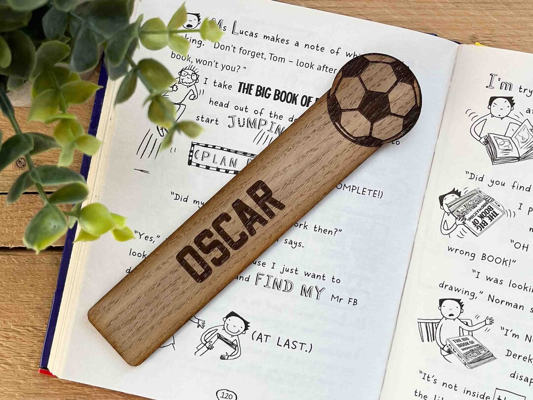 Children’s Personalised Football Bookmark, Girls Boys Wooden Bookmark ...