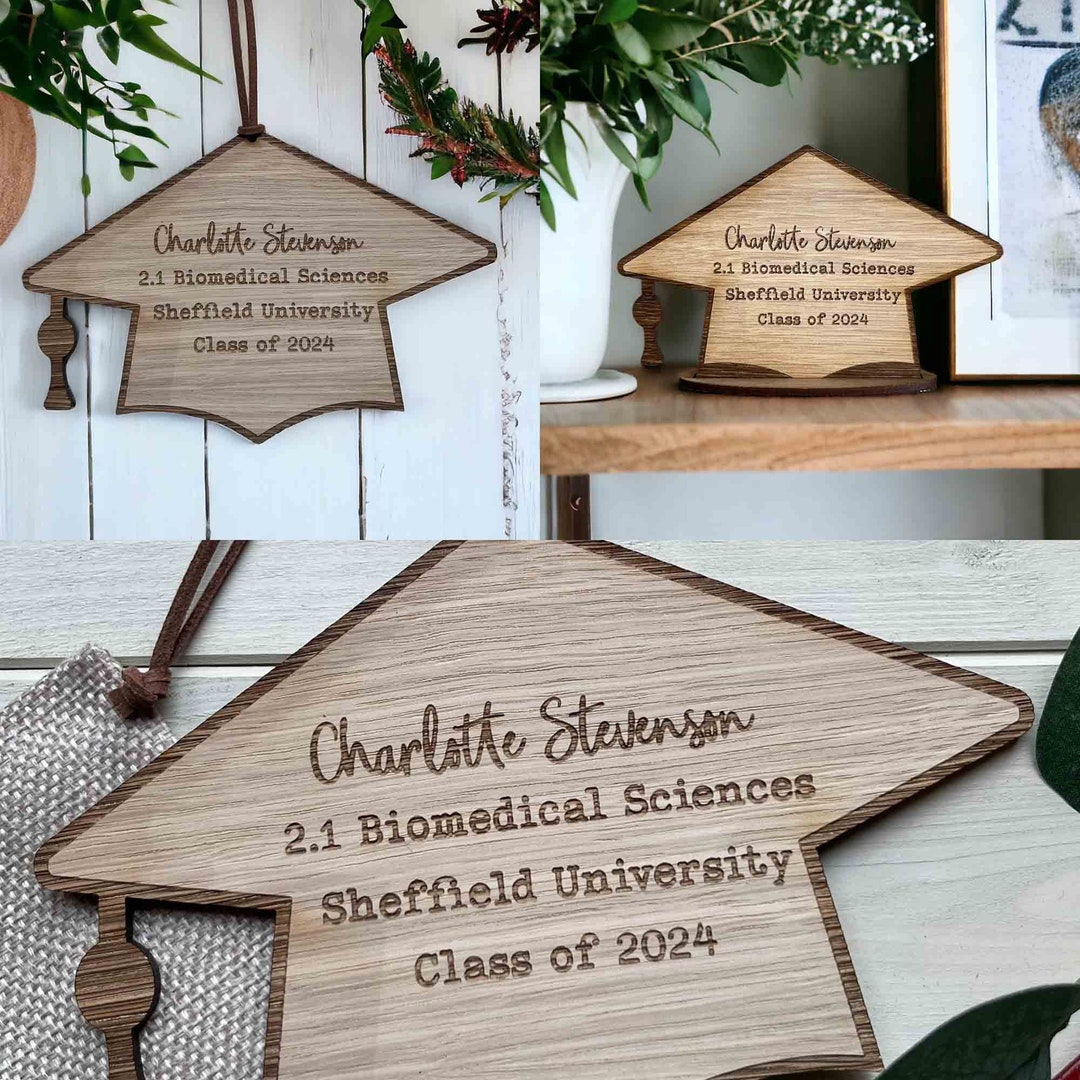 Personalised Wooden Graduation Cap Sign, Gift for Graduate, Graduation ...