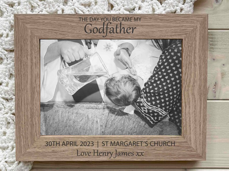Godfather Photo Frame Gift, Personalised Godfather Christening Picture ...