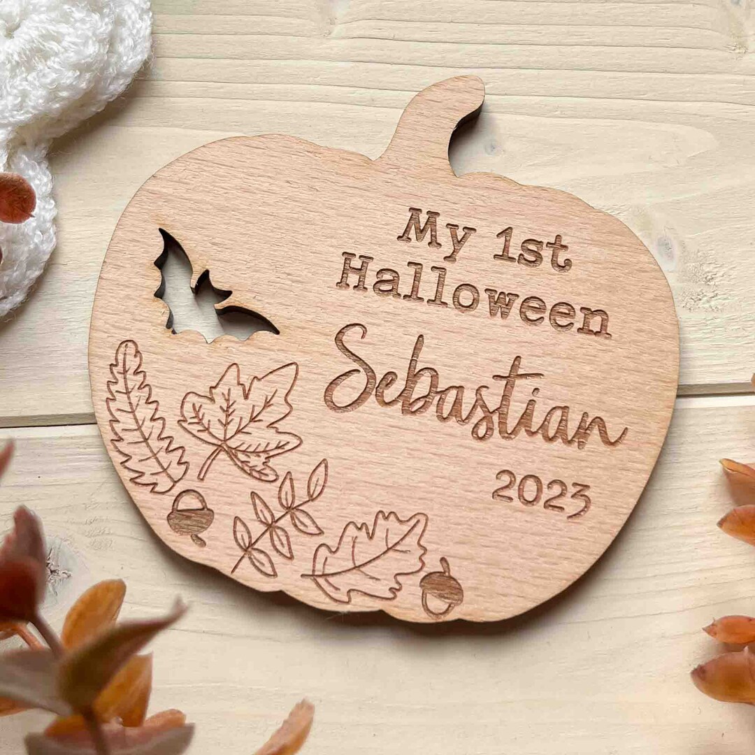 Personalised Baby's First Halloween Sign, Social Media Photo Prop Disc ...