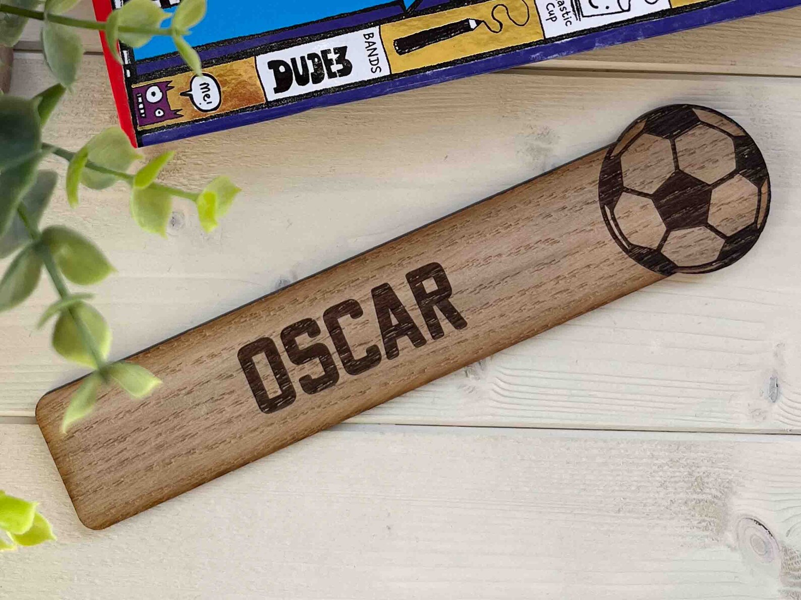 Children’s Personalised Football Bookmark, Girls Boys Wooden Bookmark ...
