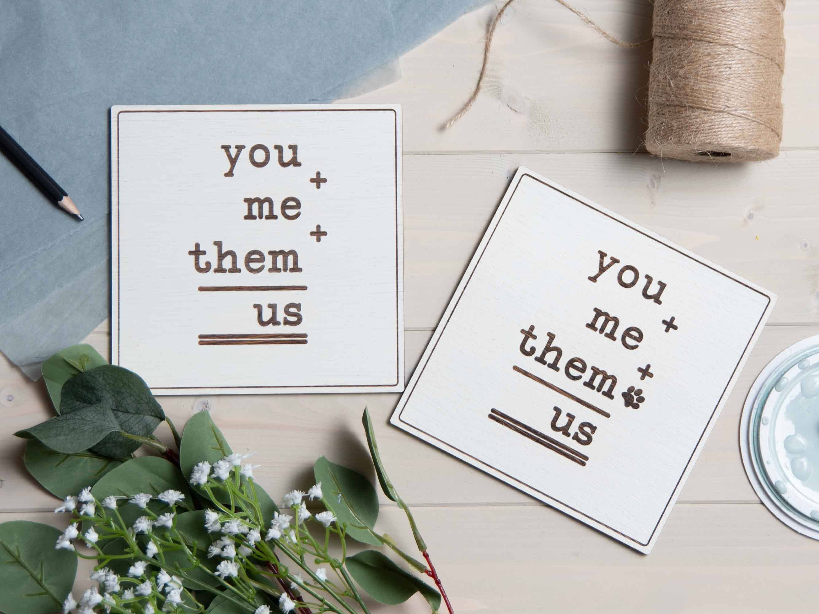 You Me Them Us Wooden Sign, Family Wooden Plaque, 6 Colour Choices ...