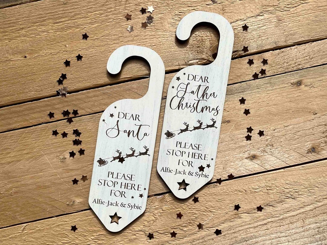 Personalised Santa Stop Here Sign, Father Christmas Door Hanger ...