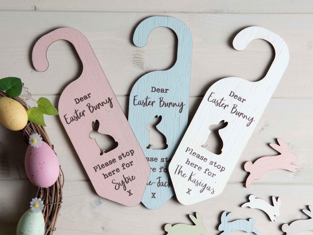 Personalised Easter Bunny Stop Here Sign, Easter Bunny Door Hanger ...