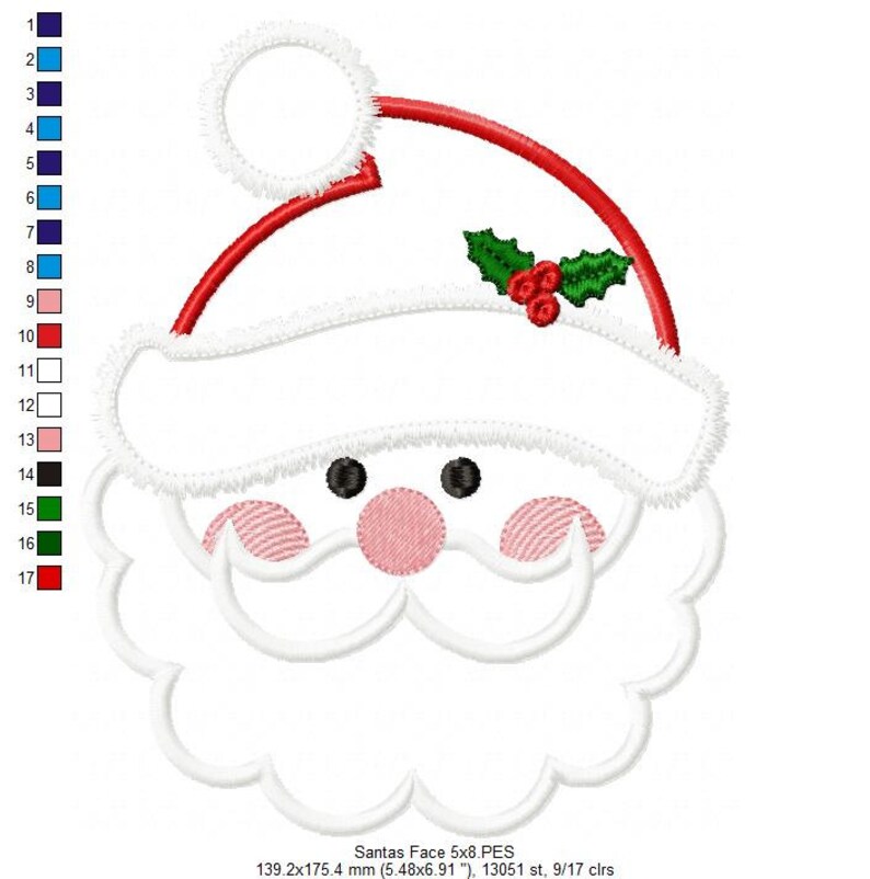 Christmas Santa Applique – Machine Embroidery Design (digital Download ...