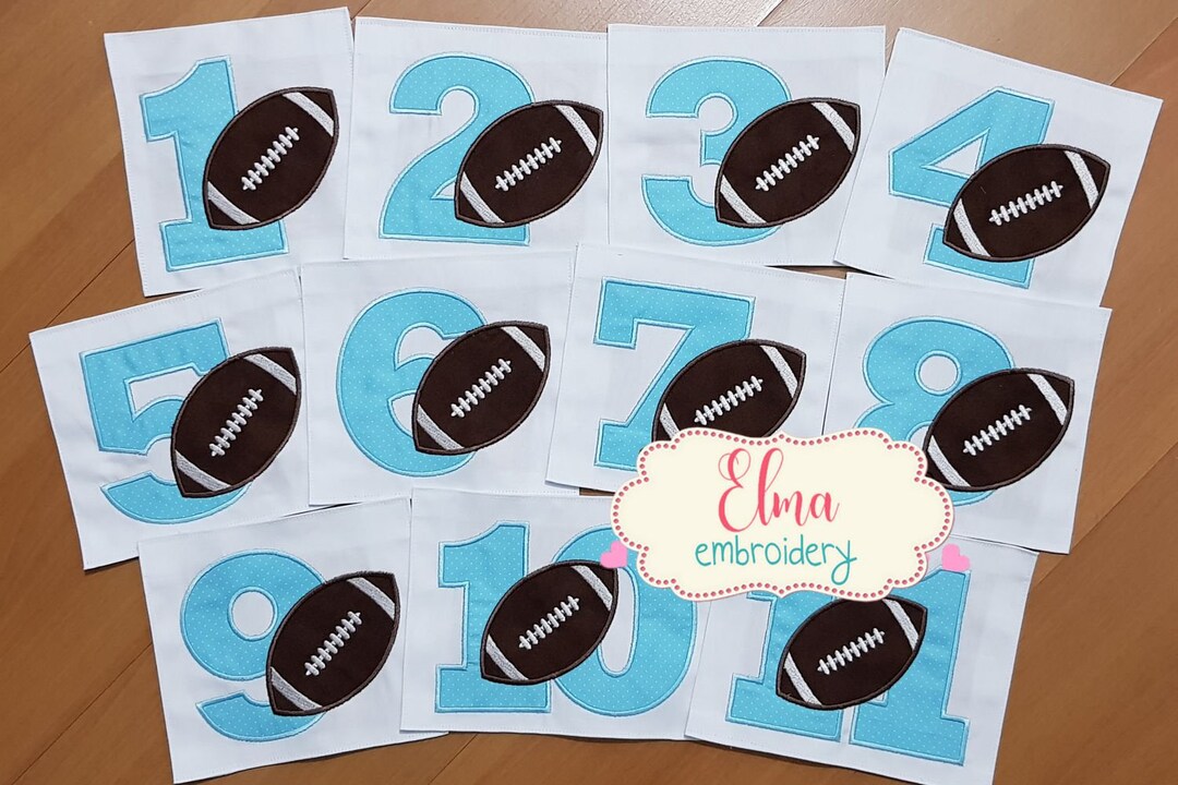 Football Birthday Set Numbers 1-11 - Applique - 4x4 5x5 6x6 7x7 ...