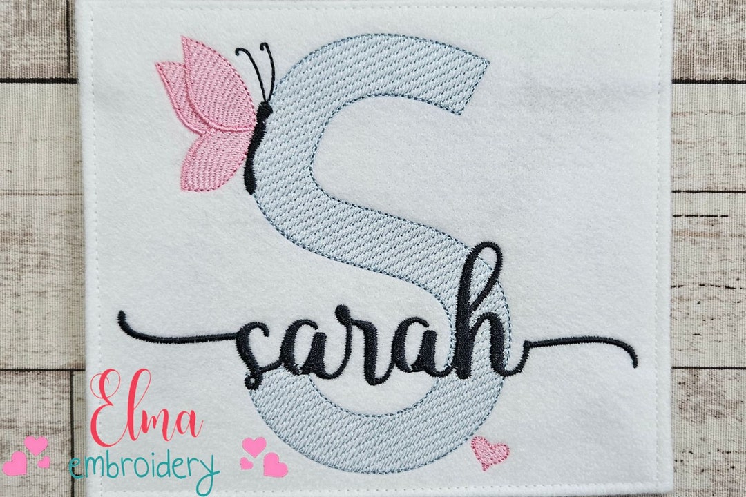 Monogram S Letter S Butterfly - Rippled - 4x4 5x4 5x7 5x8 6x10 7x12 ...