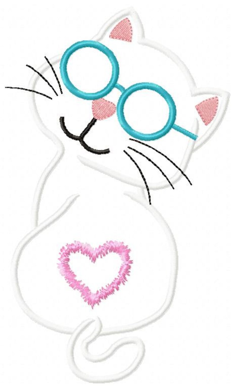 Cool Kitty - Machine Embroidery Design - Applique Embroidery - Animal ...
