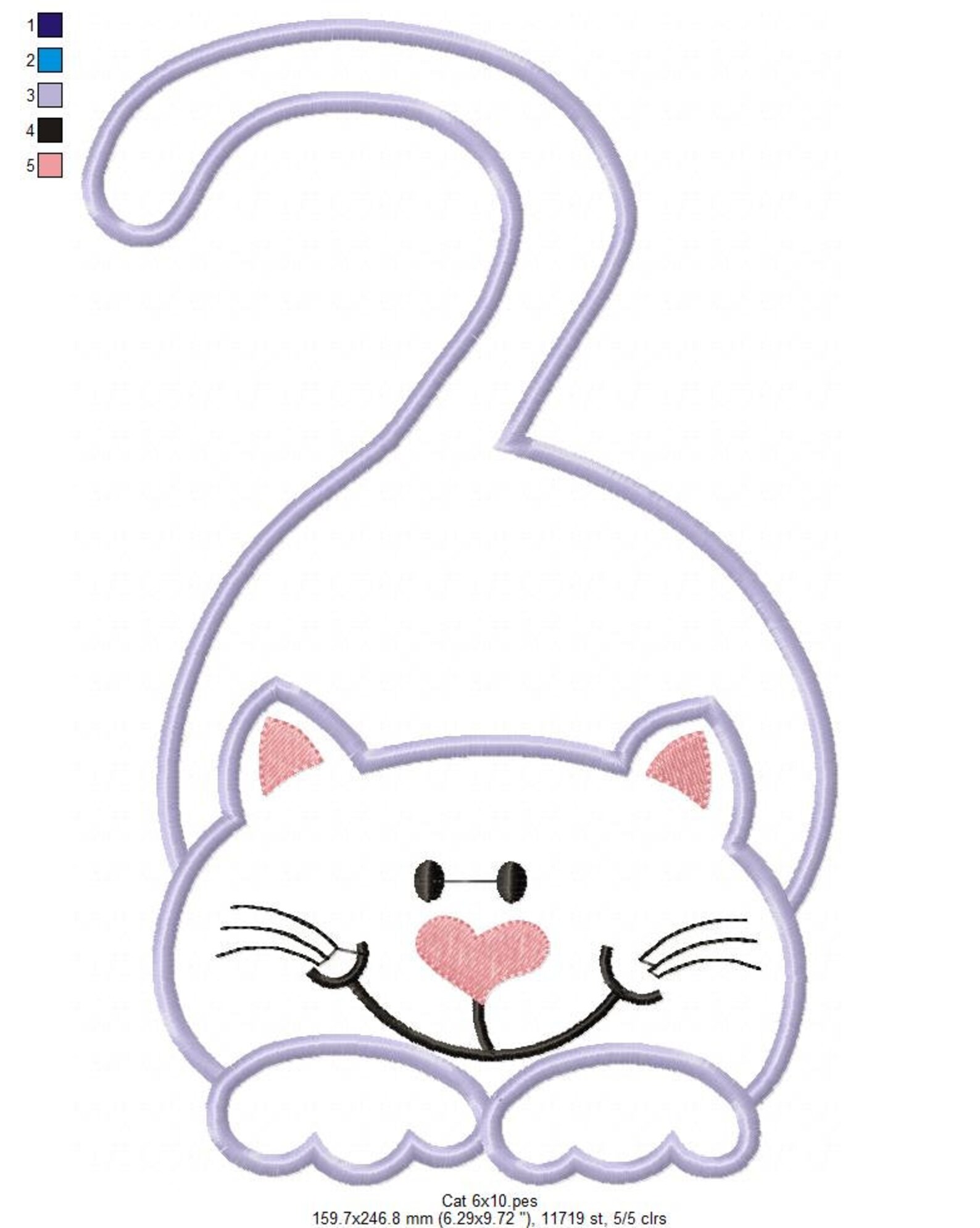 Kitty Cat Machine Embroidery Design Applique Embroidery | Etsy