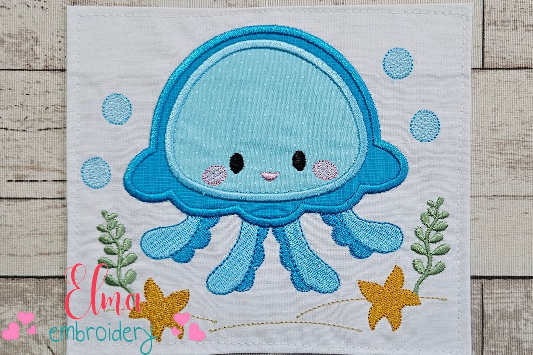 Cute Jellyfish Boy - Machine Embroidery Design - Applique - Animal ...