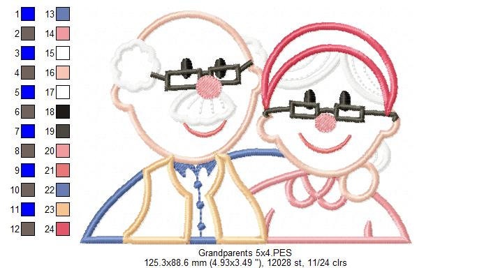 Grandparents Machine Embroidery Design Applique Embroidery - Etsy