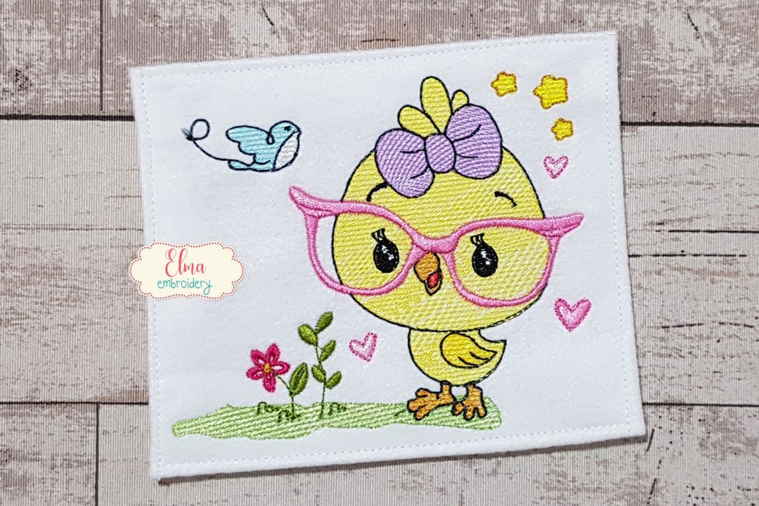 Chick Girl With Glasses - Machine Embroidery Design - Rippled ...