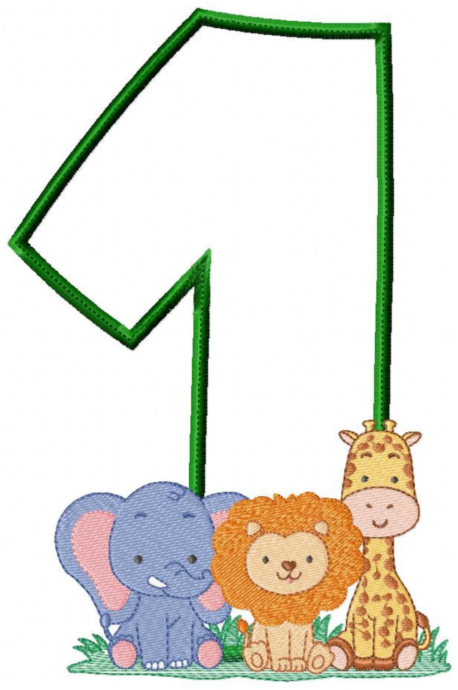 Safari Number 1 One 1st Birthday Applique Embroidery 5x7 6x10 Machine ...