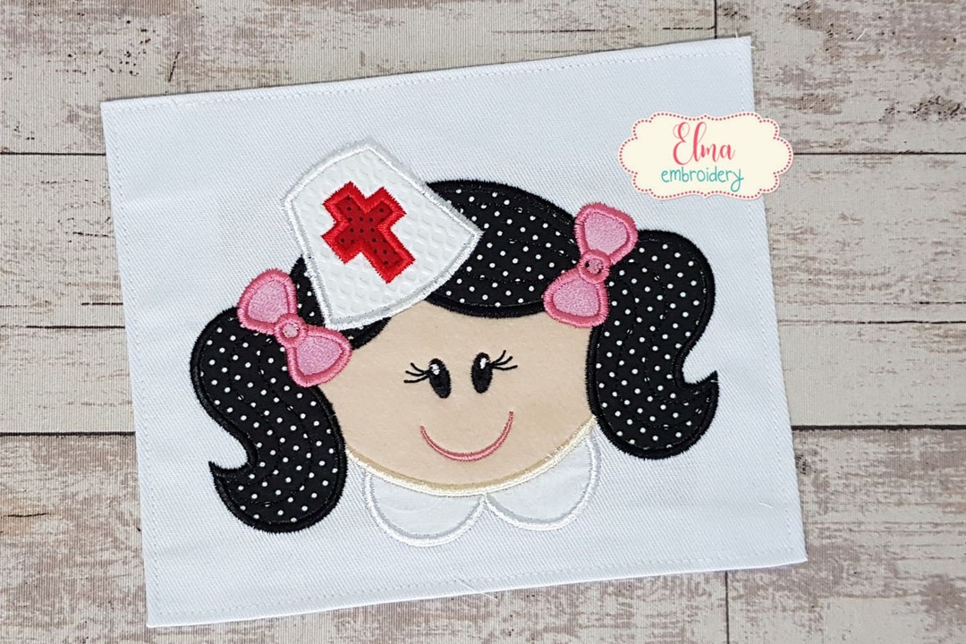 Cute Nurse - Applique - 4x4 5x7 6x10 7x12 - Machine Embroidery Design ...