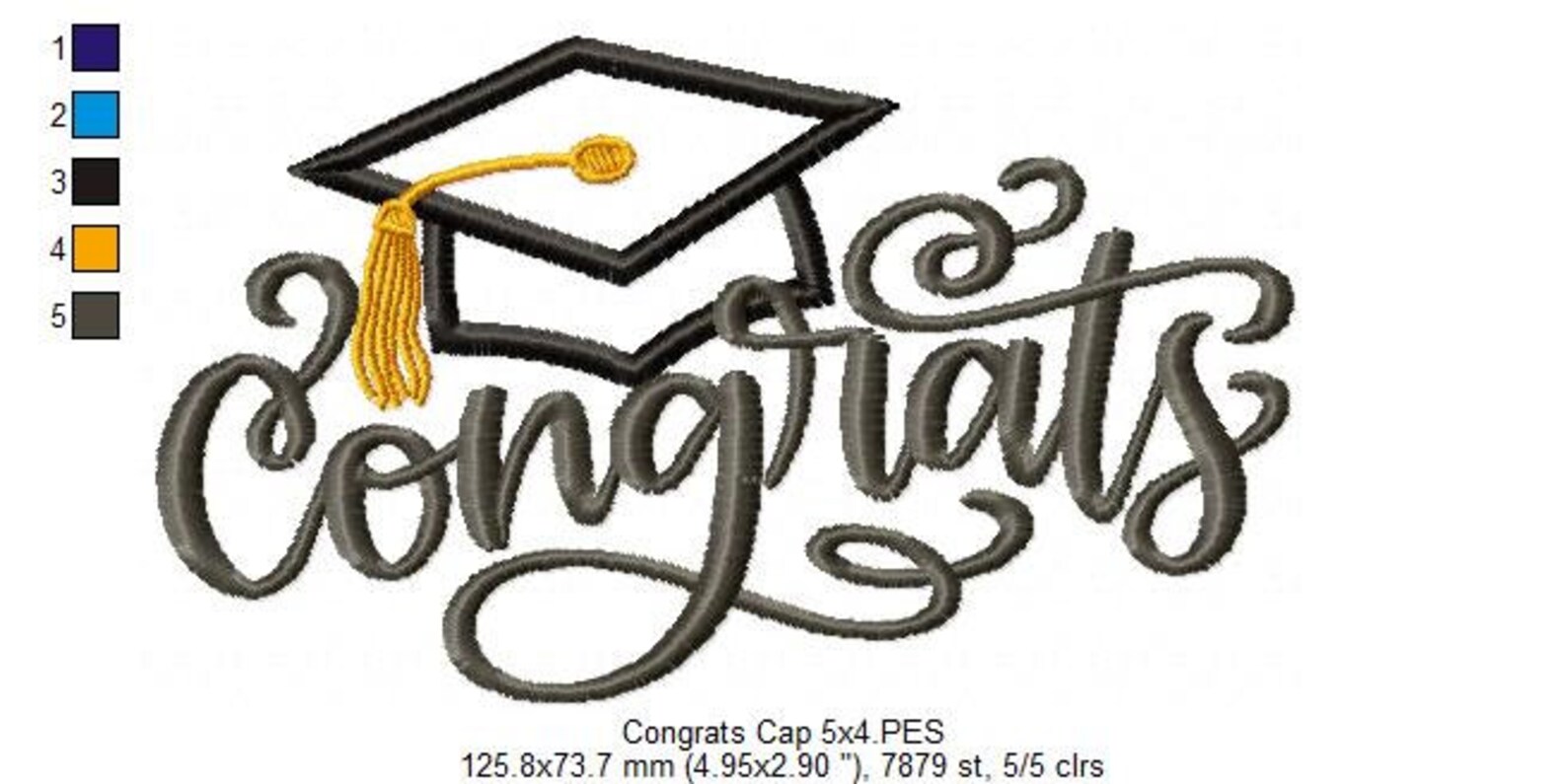 Congrats With Graduation Cap Applique 4x4 5x4 5x7 5x8 6x10 7x12 Machine ...