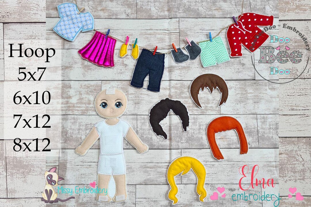 Cute Girl With Clothes Felt Sensory Game ITH Project - Applique - 5x7 ...