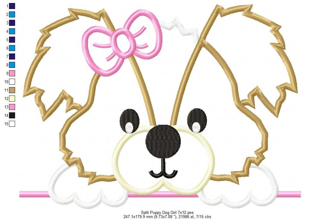 Split Dog Puppy Girl Machine Embroidery Design Applique - Etsy