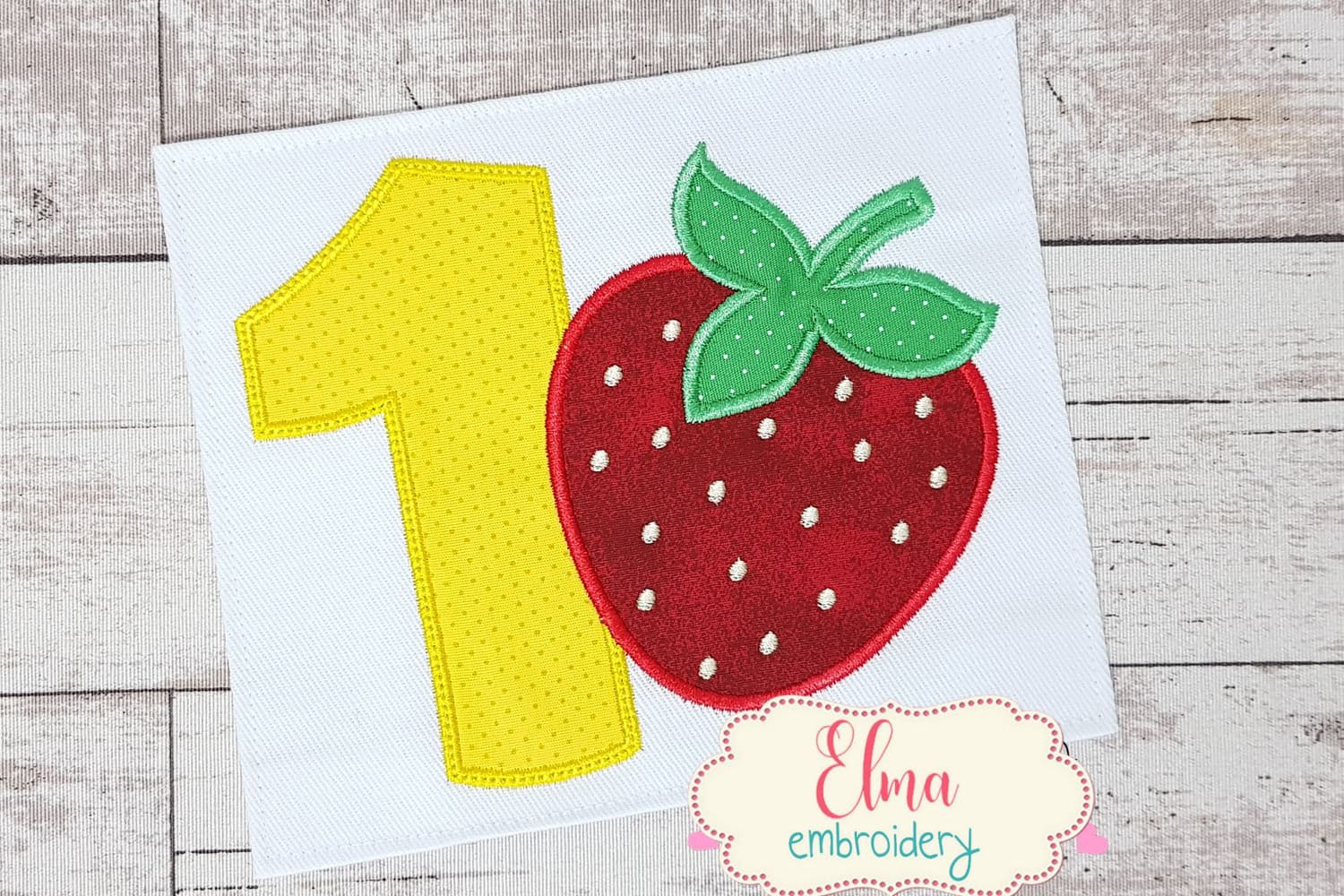 Strawberry Number 1 One 1st Birthday Applique Embroidery - Etsy