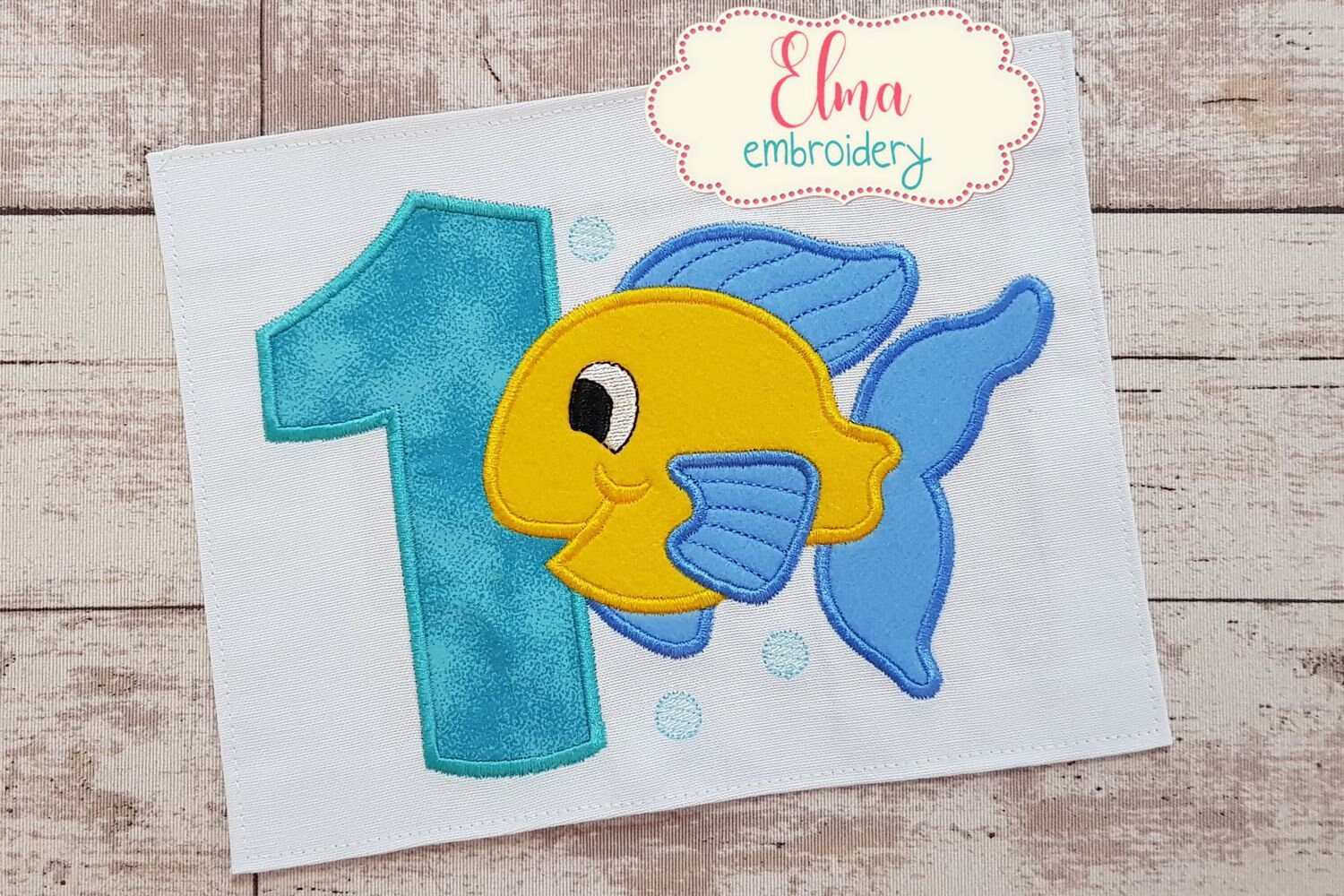 Fish Number 1 One 1st Birthday Applique Embroidery 4x4 5x7 | Etsy