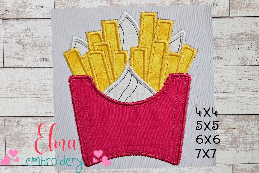 French Fries - Applique - Food Embroidery - 4x4 5x5 6x6 7x7 - Machine ...