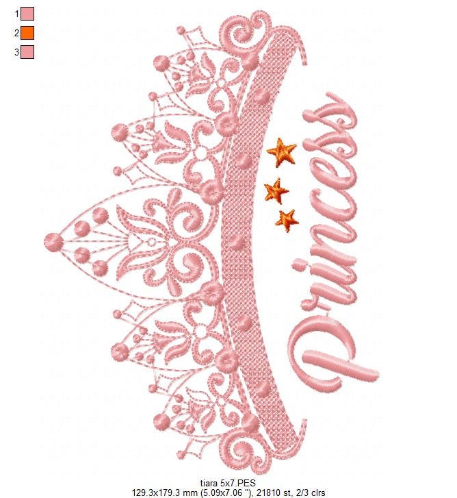 Princess Tiara Embroidery Design: Crown Nursery Decor (digital Download ...
