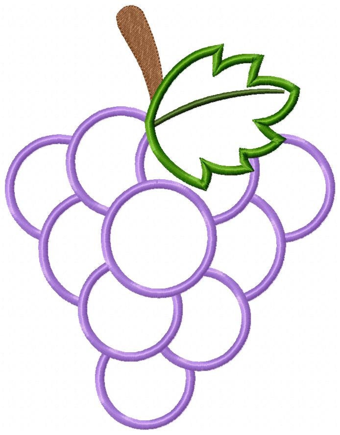 Grape Applique Embroidery Design 4x4 5x4 5x7 5x8 6x10 7x12 - Etsy