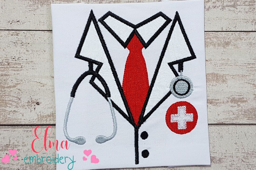 Doctor With Stethoscope Applique Embroidery Design (digital Download ...