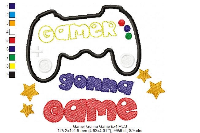 Gamer Gonna Game Machine Embroidery Design Applique - Etsy