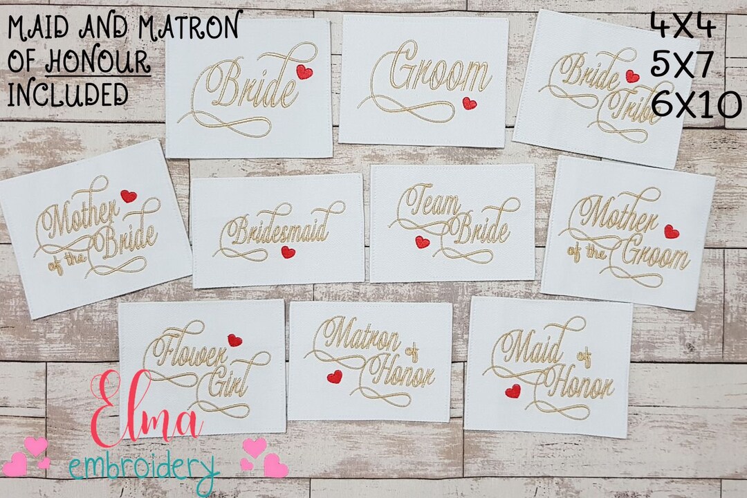 Wedding Bundle Bridal Sayings Set of 12 Designs 4x4 5x7 6x10 Machine ...