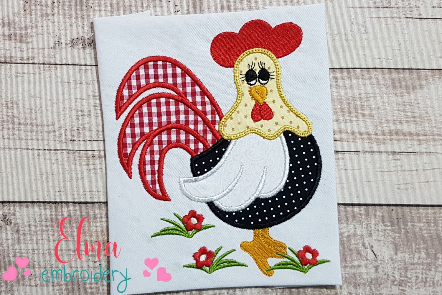 Chicken and Flowers Applique - Machine Embroidery Design (digital ...