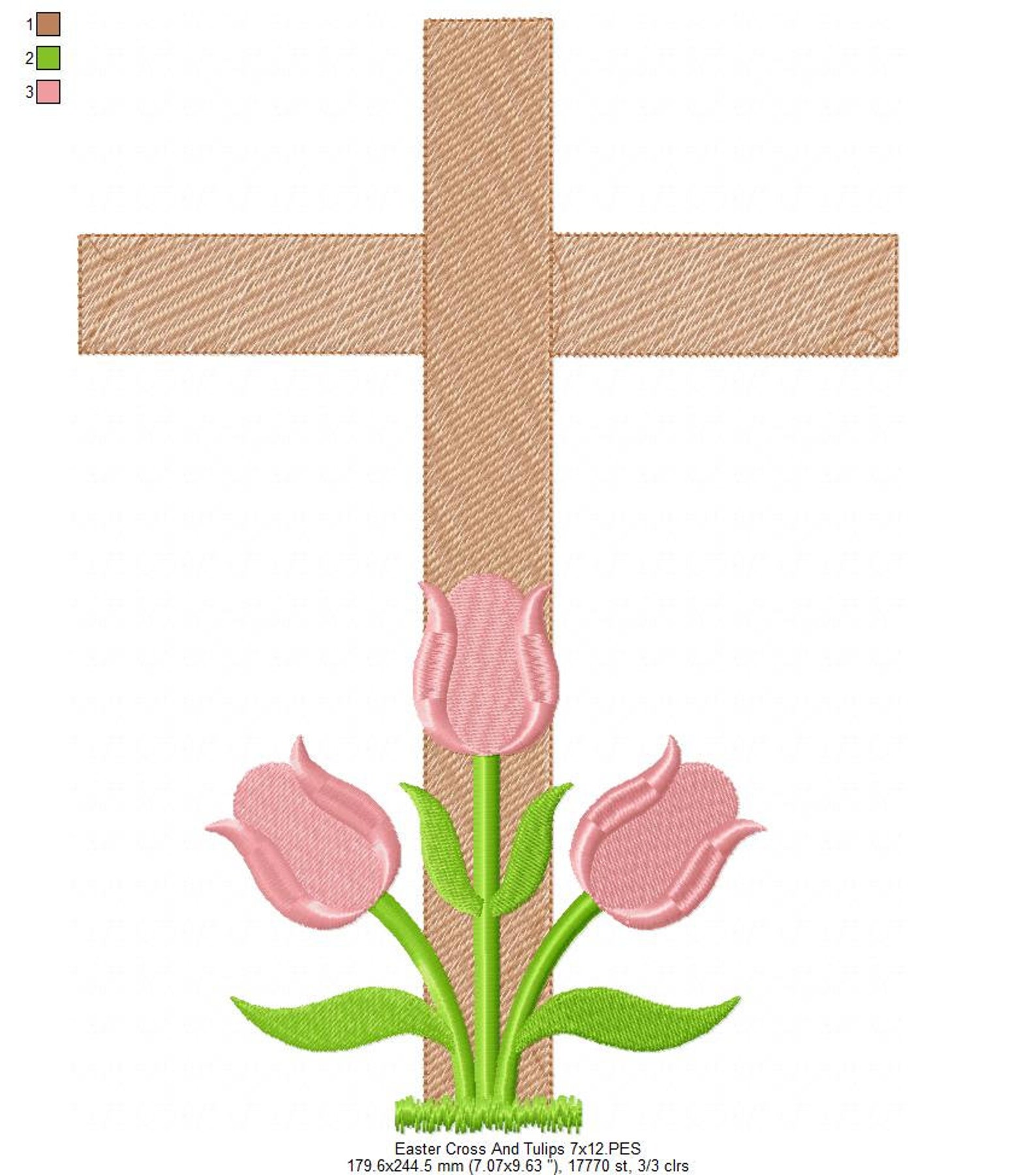 Easter Cross with Tulips Fill Stitch Embroidery 4x4 5x4 | Etsy