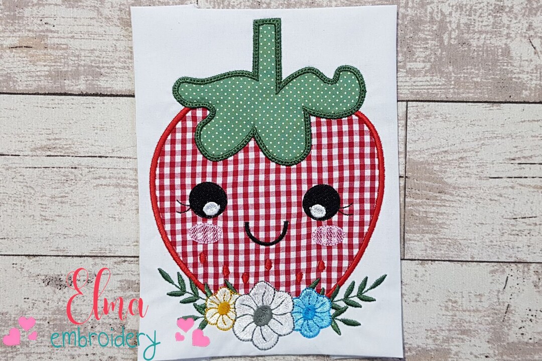 Strawberry Girl With Flowers - Machine Embroidery Design - Applique ...