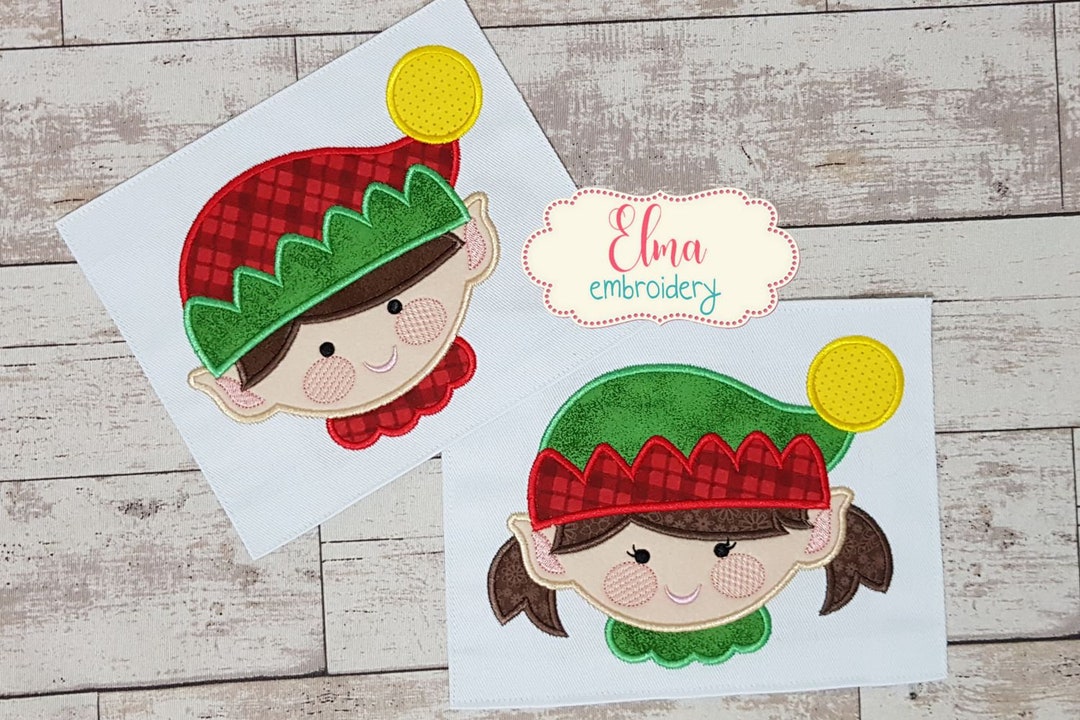 Elf Boy and Girl - Applique Embroidery Design - 4x4 5x4 5x7 5x8 6x10 ...