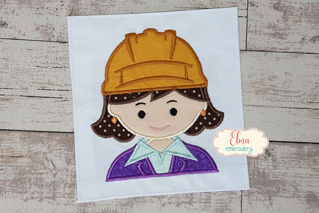 Engineer, Architect Girl - Machine Embroidery Design - Applique ...
