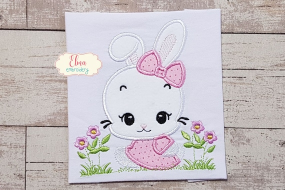 Cute Bunny Girl Machine Embroidery Design Applique | Etsy