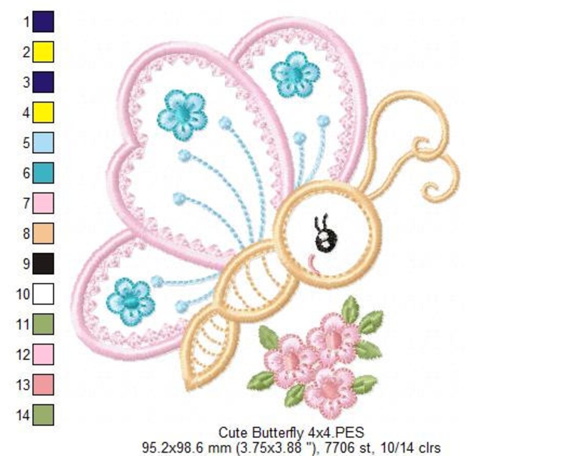 Cute Butterfly Applique - Machine Embroidery Design (digital Download ...