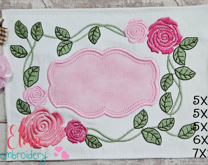 Machine Embroidery Design Applique Flower Beaded Frame INSTANT DOWNLOAD ...