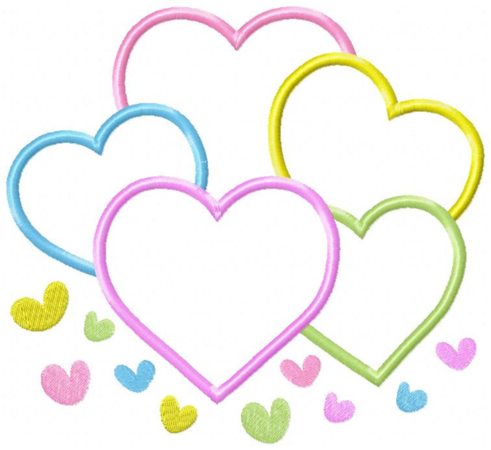Lot of Hearts Machine Embroidery Design Applique 4x4 5x5 - Etsy