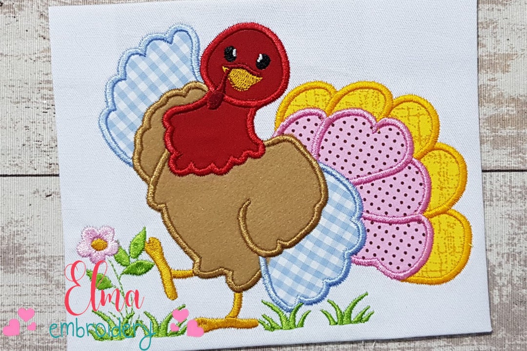 Sassy Turkey - 4x4 5x4 5x7 5x8 6x10 7x12 - Thanksgiving Embroidery ...