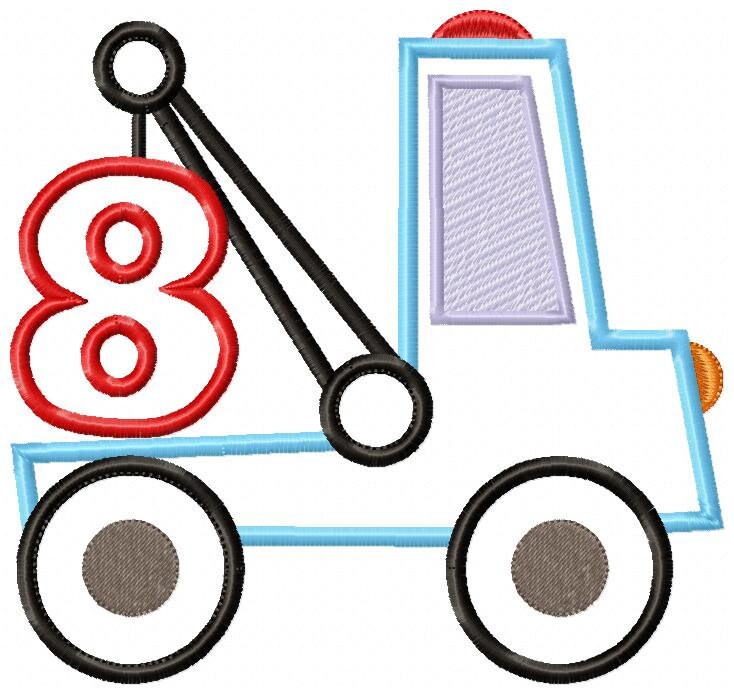 Tow Truck Birthday Set Numbers 1-9 Applique 4x4 5x7 6x10 | Etsy