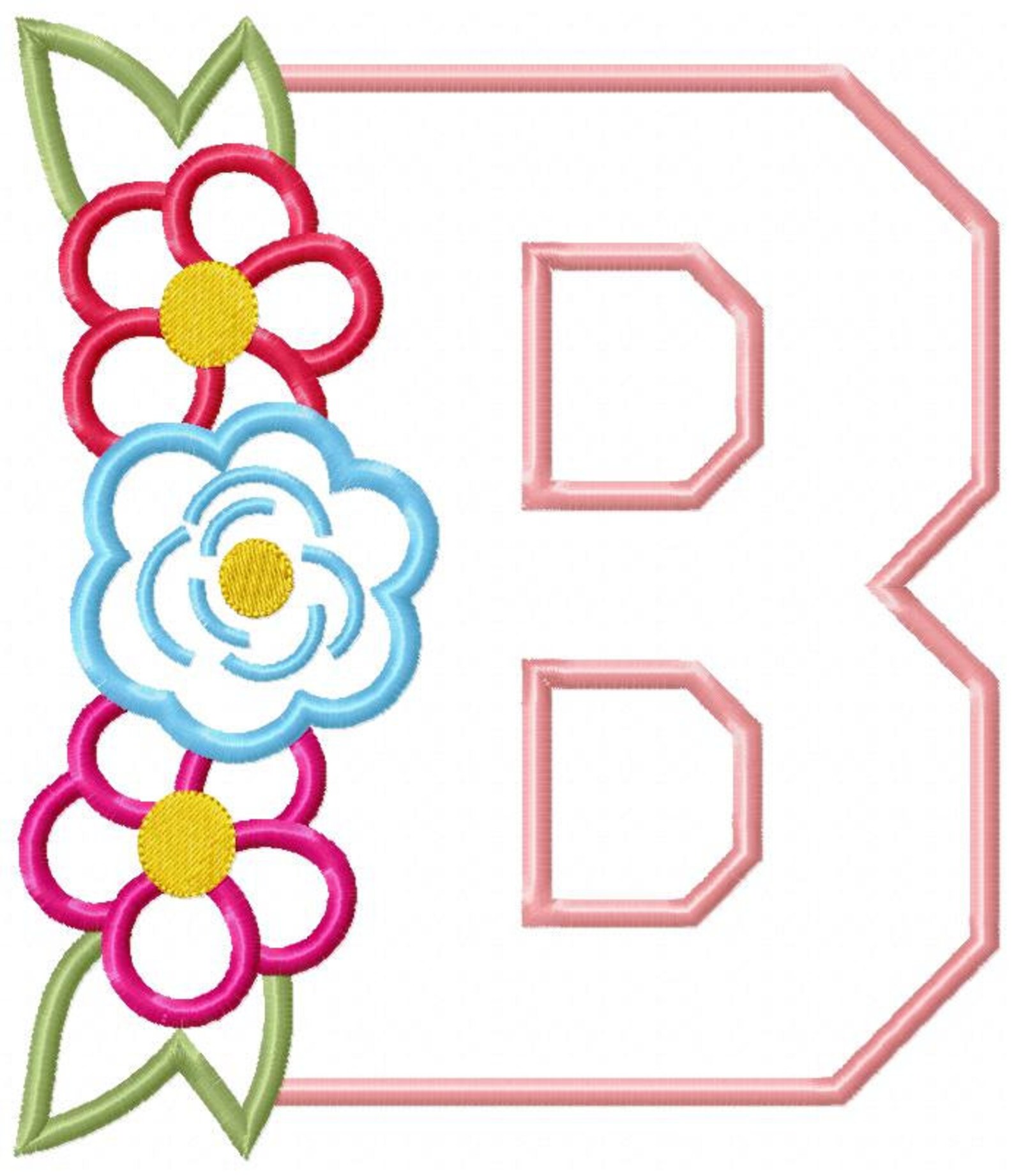 Monogram B and Flowers Applique Embroidery 4x4 5x5 6x6 7x7 - Etsy