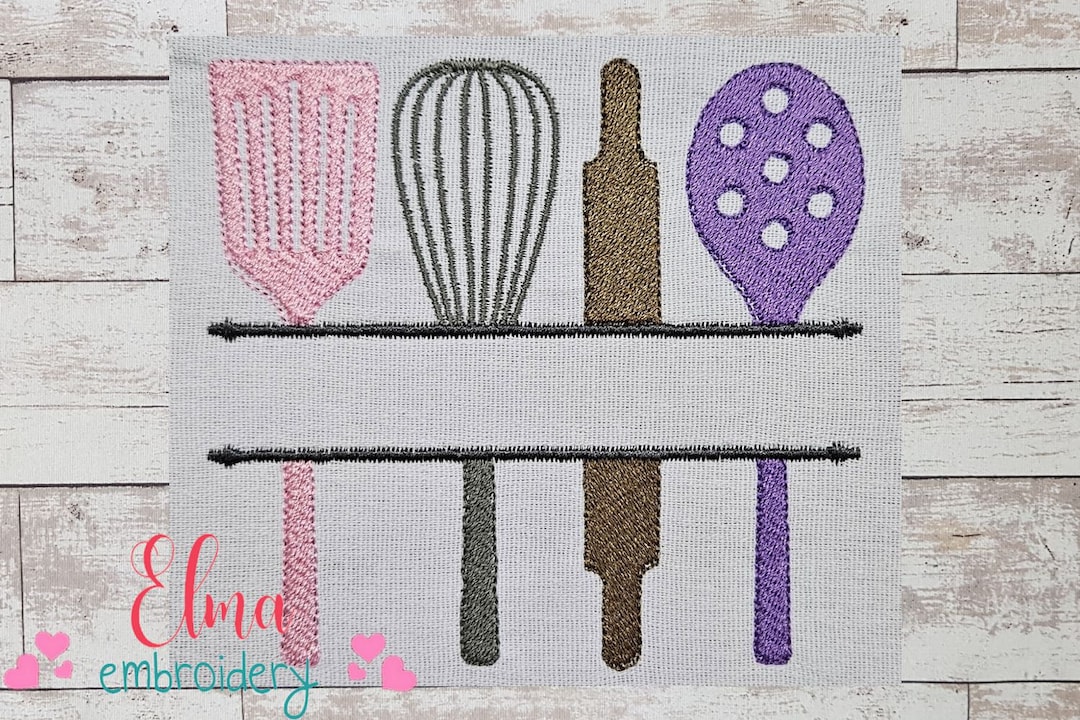 Kitchen Split Kitchenware - Fill Stitch - Kitchen Embroidery - 4x4 5x5 ...